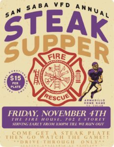 SSVFD Steak Supper | San Saba Texas